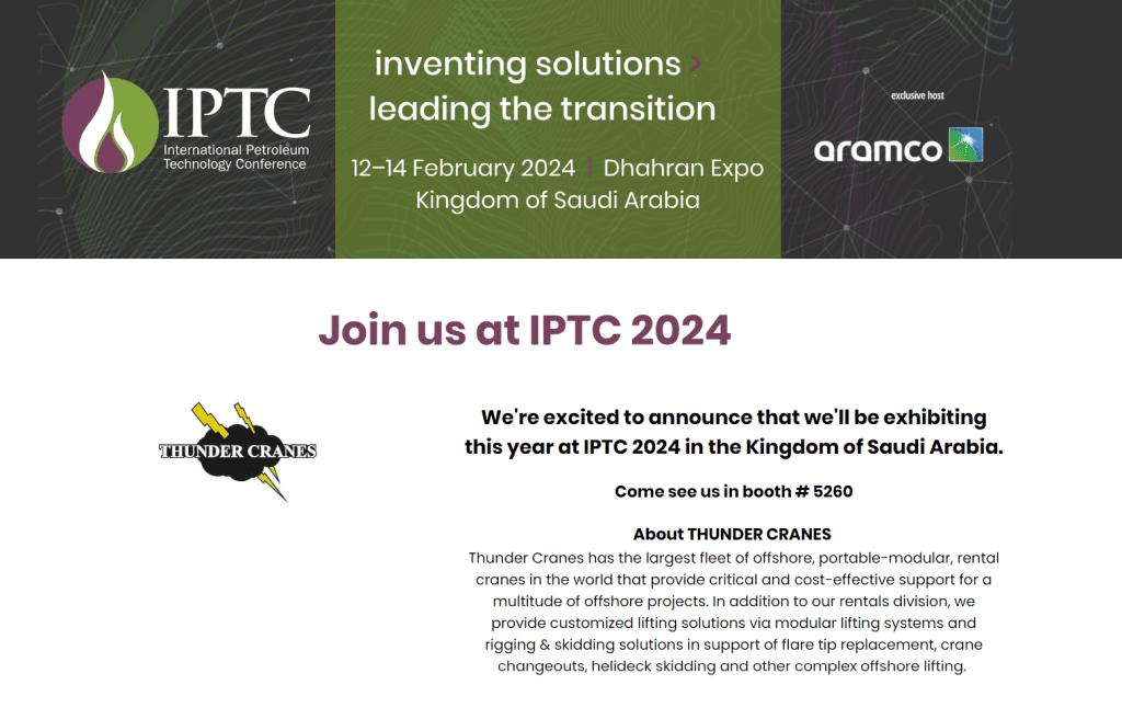Meet Thunder Cranes in Saudi Arabia at IPTC 2024 – Hosted by Aramco ...